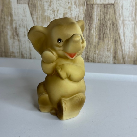 Toys | Vintage Rubber Elephant Toy Squeaker Yellow Cute Collectible ...